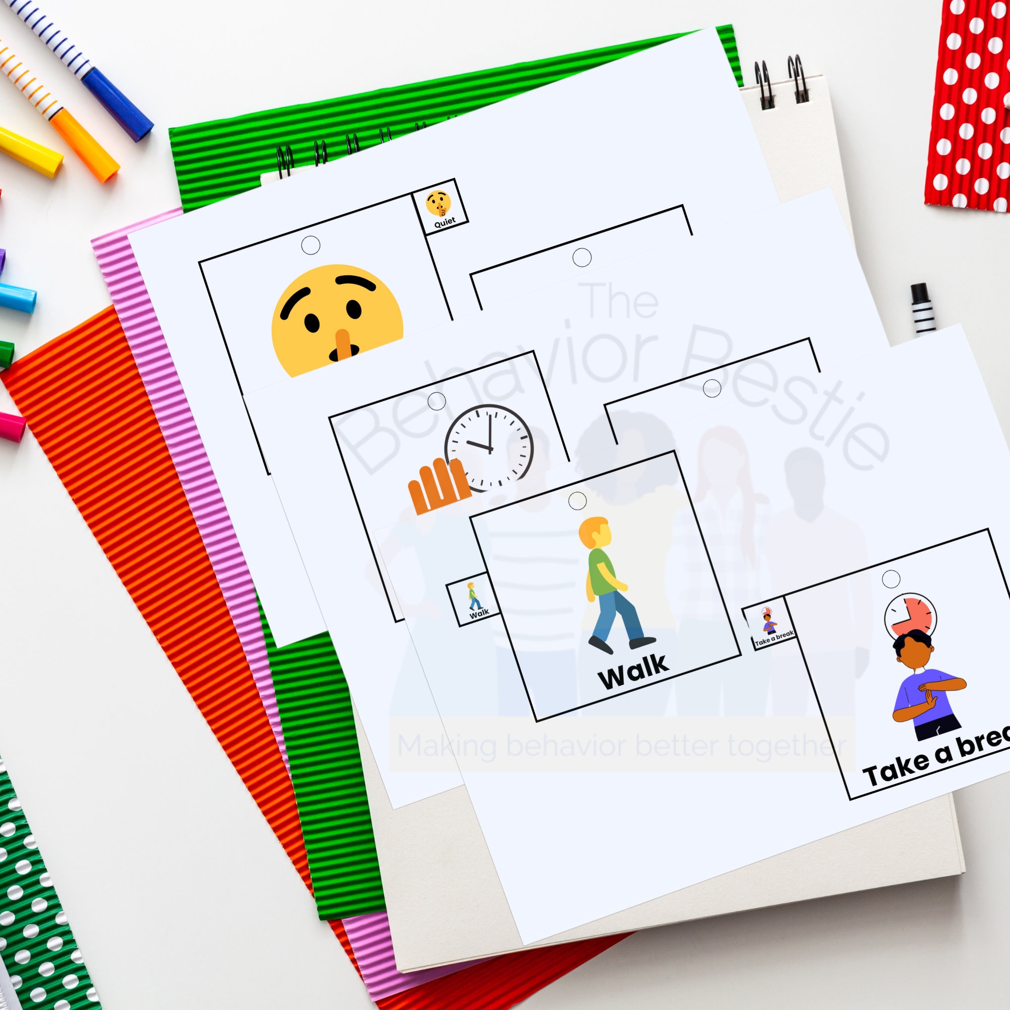 Tabbed Behavior Cards, Behavior Cue Cards, Visual Behavior Cues, Autism ...