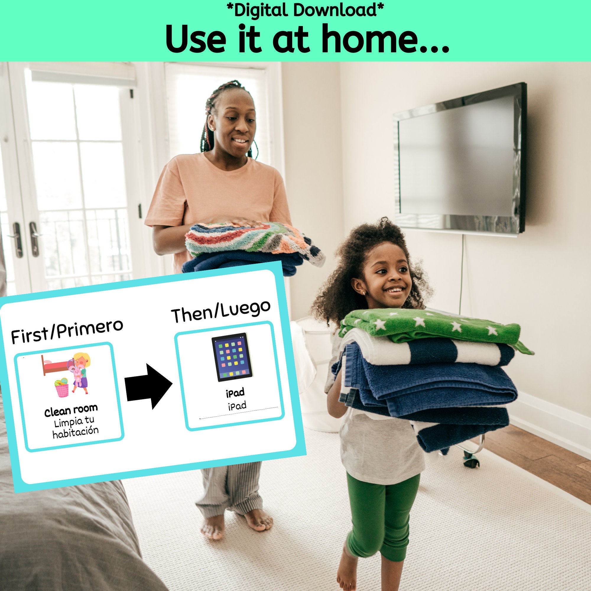 English Spanish First/then Board: Visual Schedule (PDF Download) - Etsy