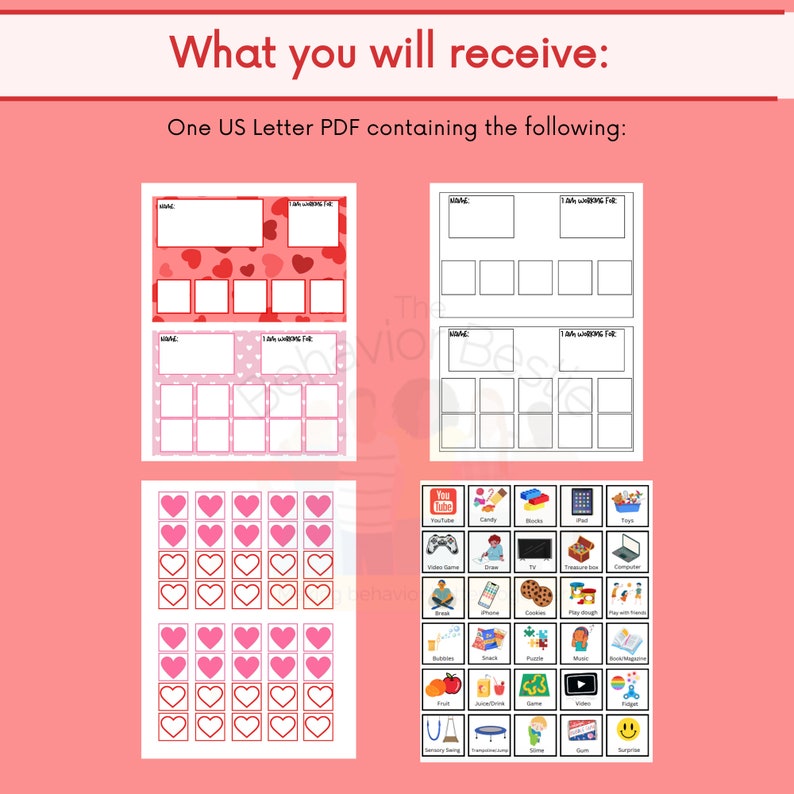 Heart Reward Chart, Valentine's Day Token Board for Kids, Positve ...