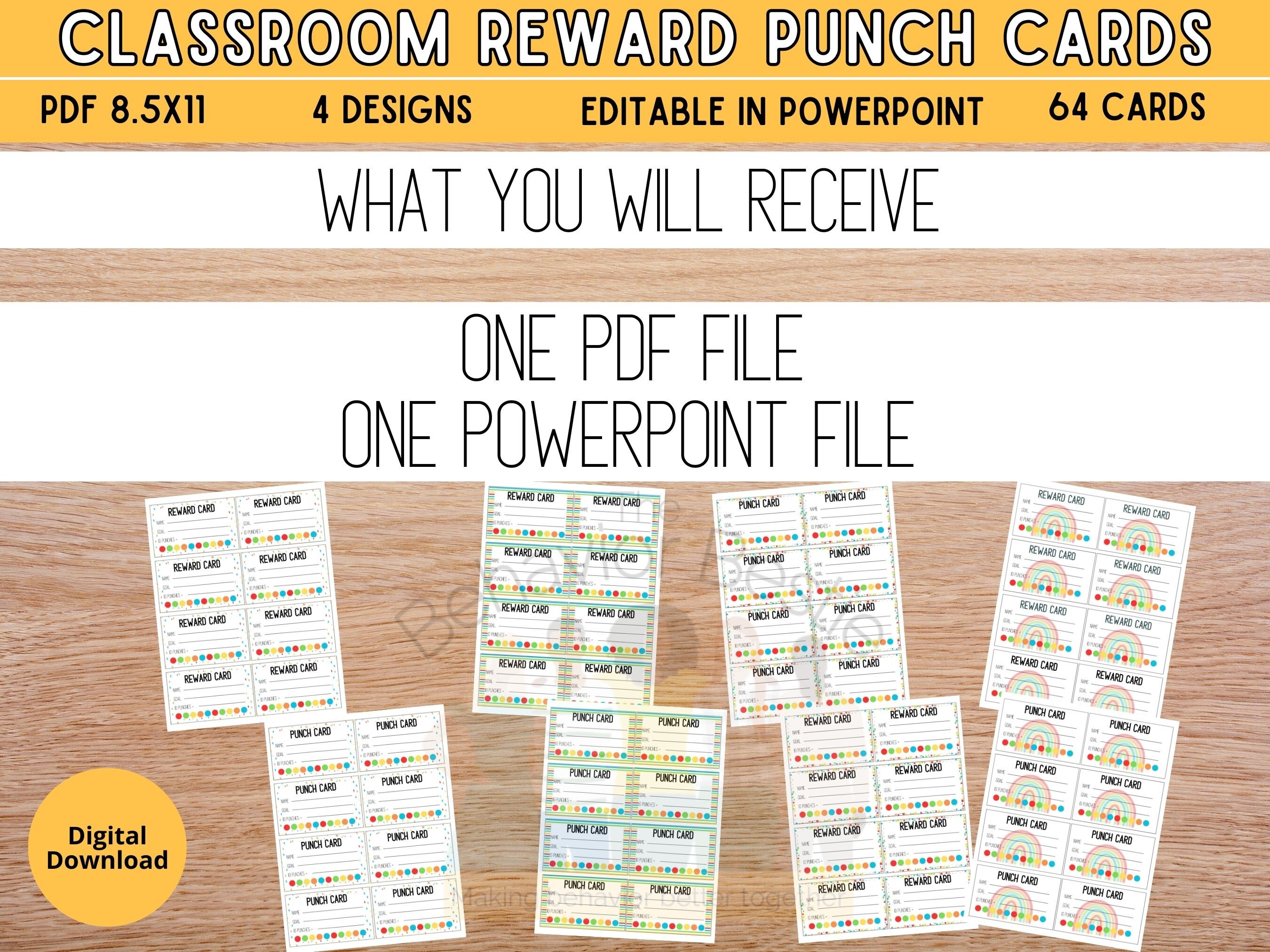 Classroom Reward Punch Card Editable Punch Card Classroom Management ...
