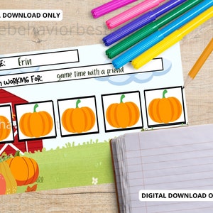 Pumpkin Token Board | Digital Reward Chart | Fall Themed Token Board ...