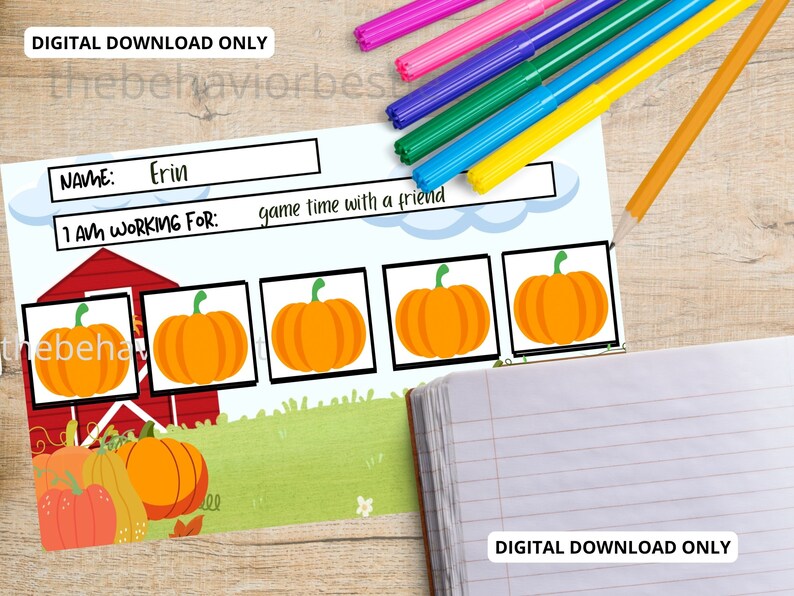 Pumpkin Token Board | Digital Reward Chart | Fall Themed Token Board ...