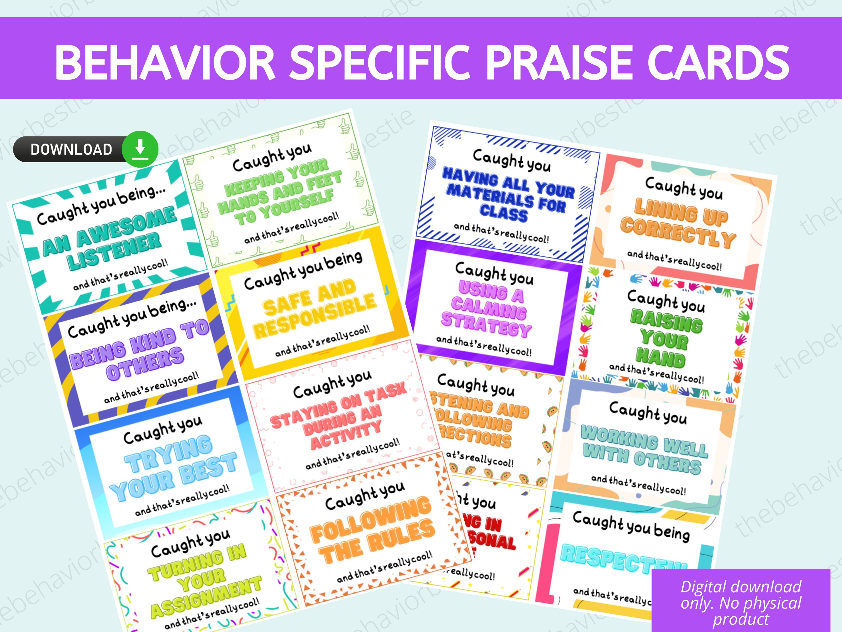Student Praise Cards | Behavior Specific Praise | Printable Positive ...