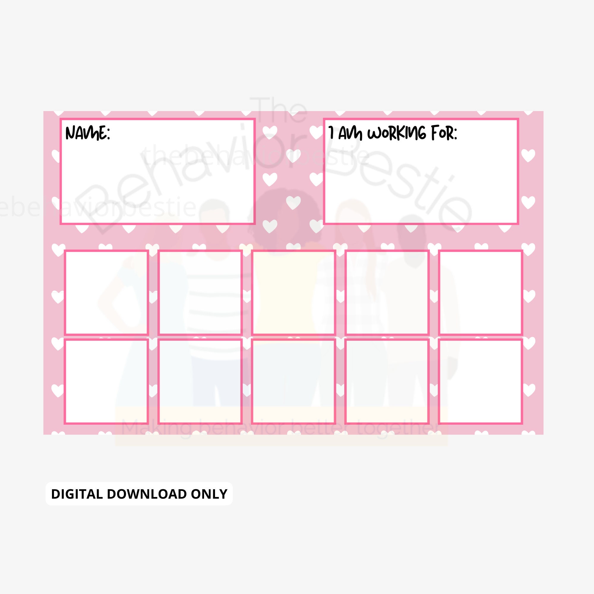 Heart Reward Chart, Valentine's Day Token Board for Kids, Positve ...