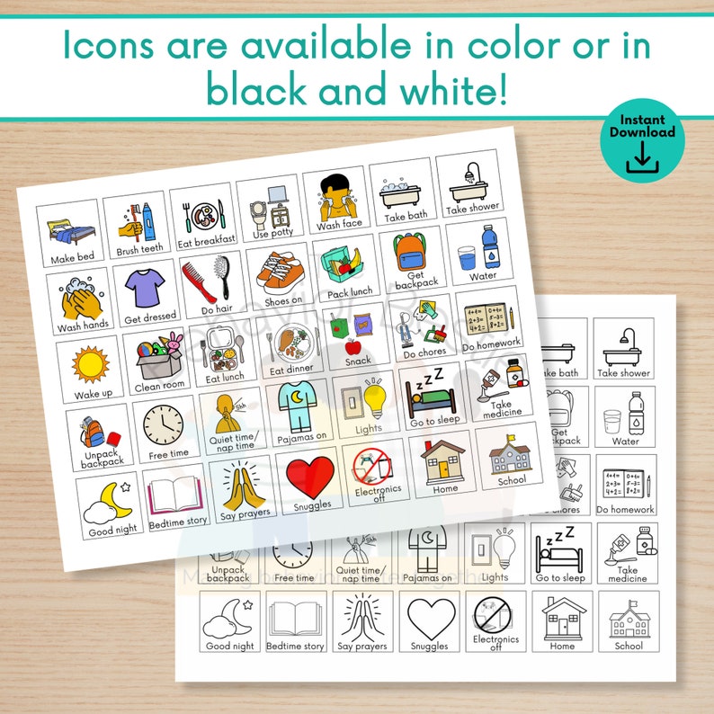 Kids Daily Routine Chart: Visual Schedule With Icons (digital Download ...