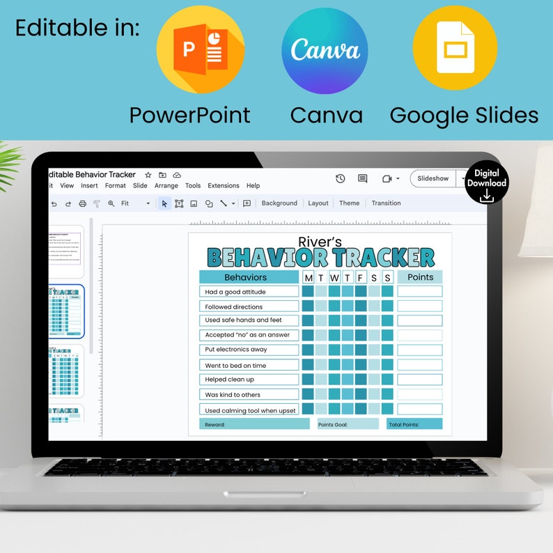 Editable Kids Behavior Chart: Reward Tracker (digital Download) - Etsy