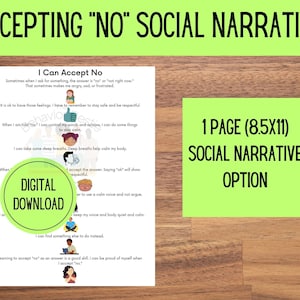 Accepting "no" Social Narrative: Social Skills Story (digital Download ...