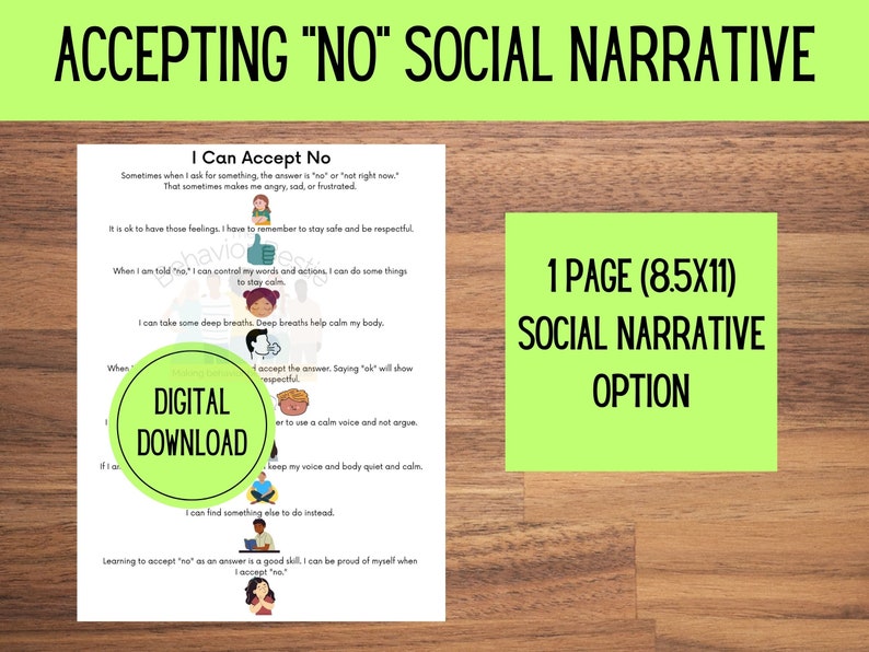 Accepting "no" Social Narrative: Social Skills Story (digital Download ...