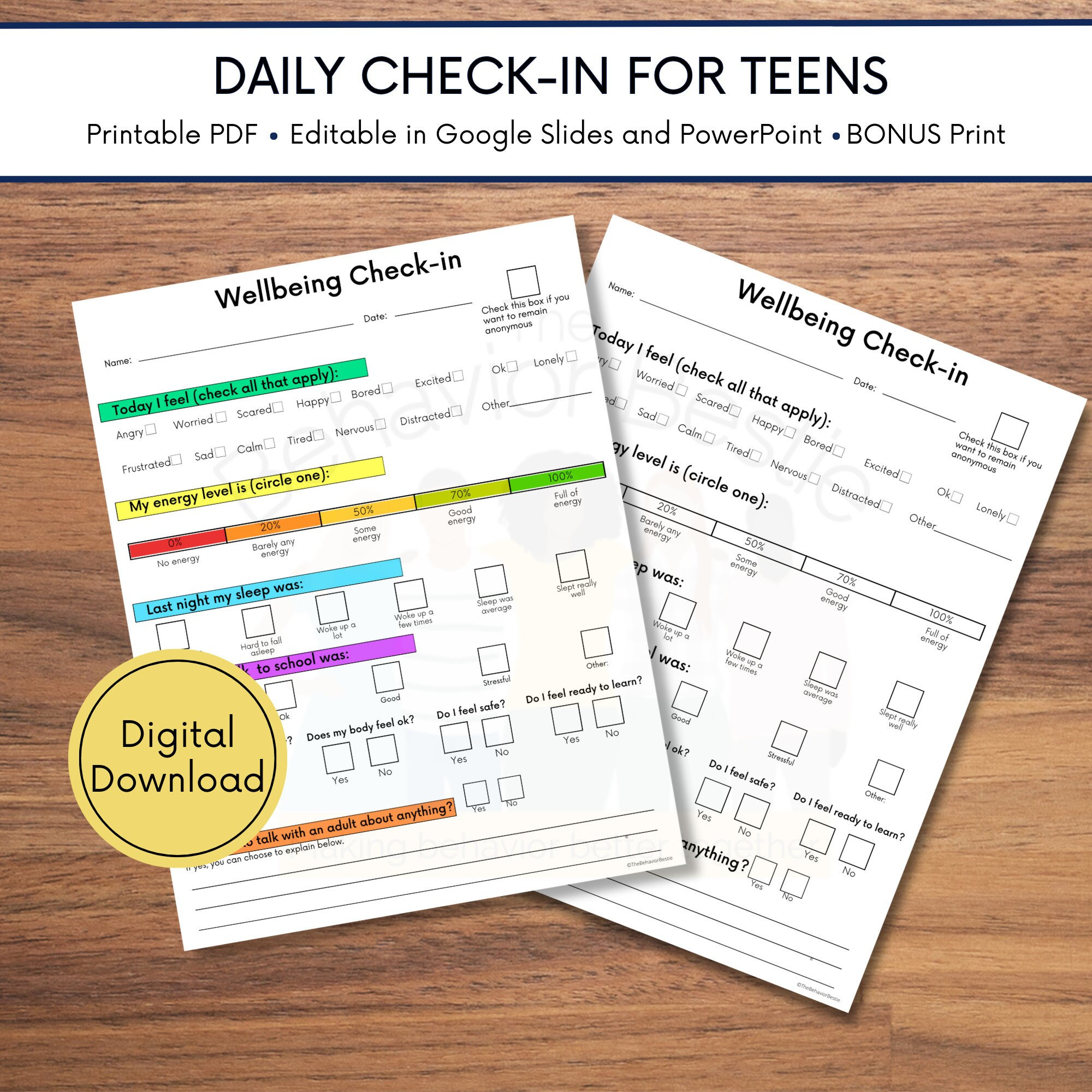 Daily Check-in, Mental Health Check-in for Teens - Etsy