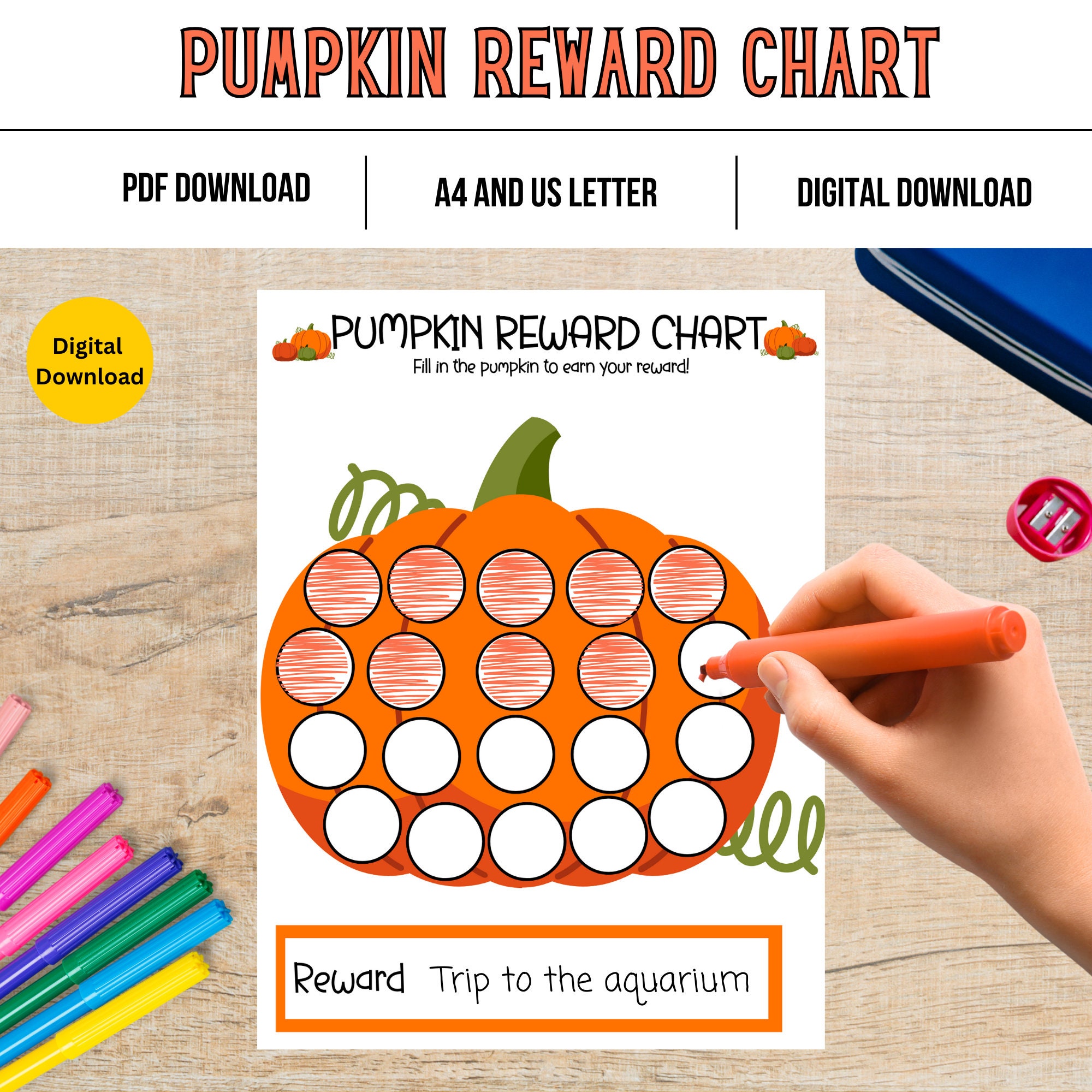 Pumpkin Reward Chart, Potty Training Chart, Reward Behavior Chart for ...