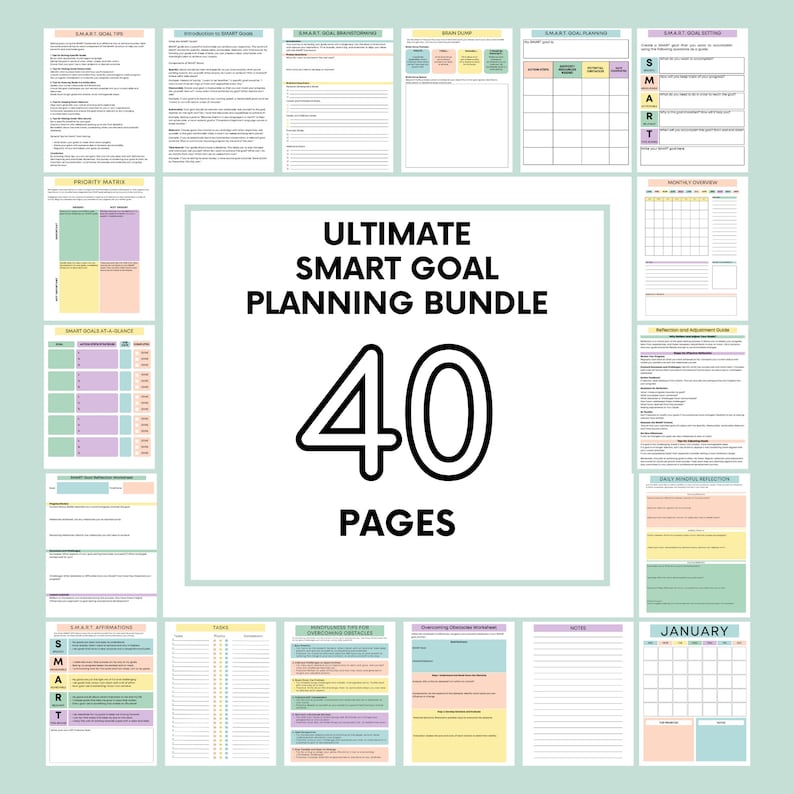 SMART Goal Setting Bundle, Goal Setting Planner, Printable Smart Goal ... SMART Goal Setting Bundle, Goal Setting Planner, Printable Smart Goal ...