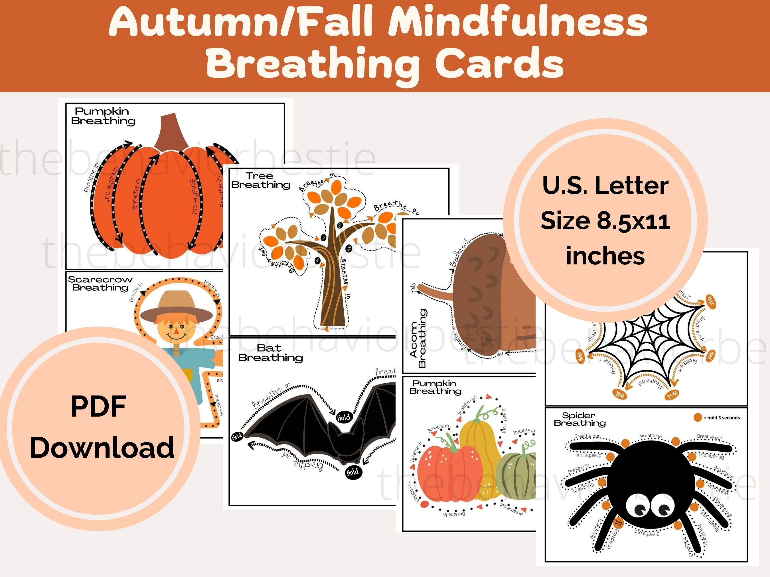 Fall Themed Mindfulness Breathing Cards Mindfulness Breathing Activity ...