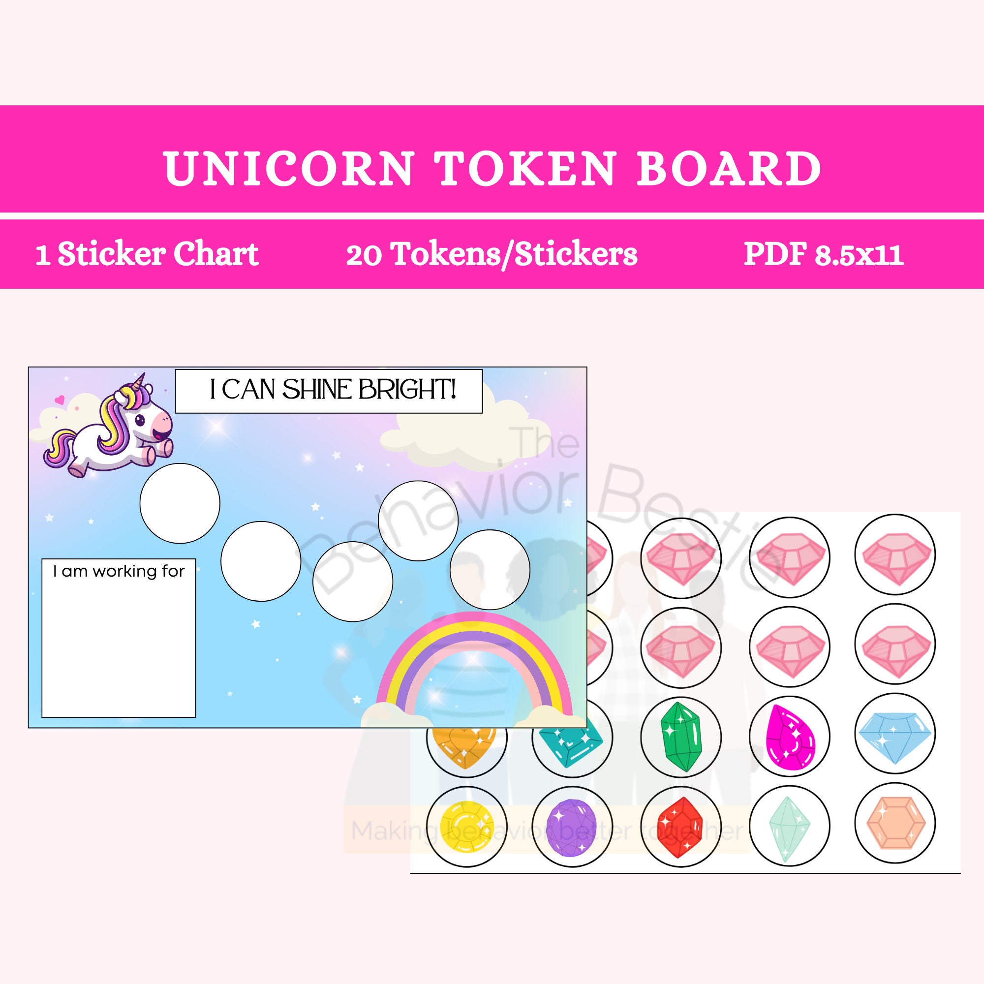 Unicorn Reward Chart: Pink Jewel Token Board (PDF) - Etsy