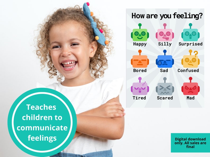 Robots Feelings Chart | Printable Emotions Chart | Robot Emotions Chart ...