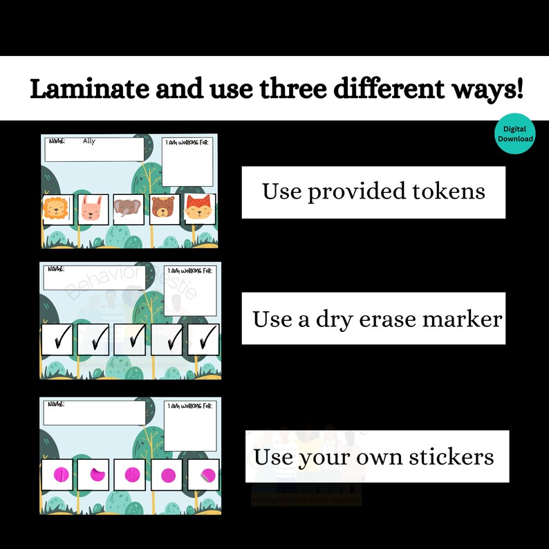Reward Chart Animal Theme, Kids Behavior Chart, Token Boards for Kids ...