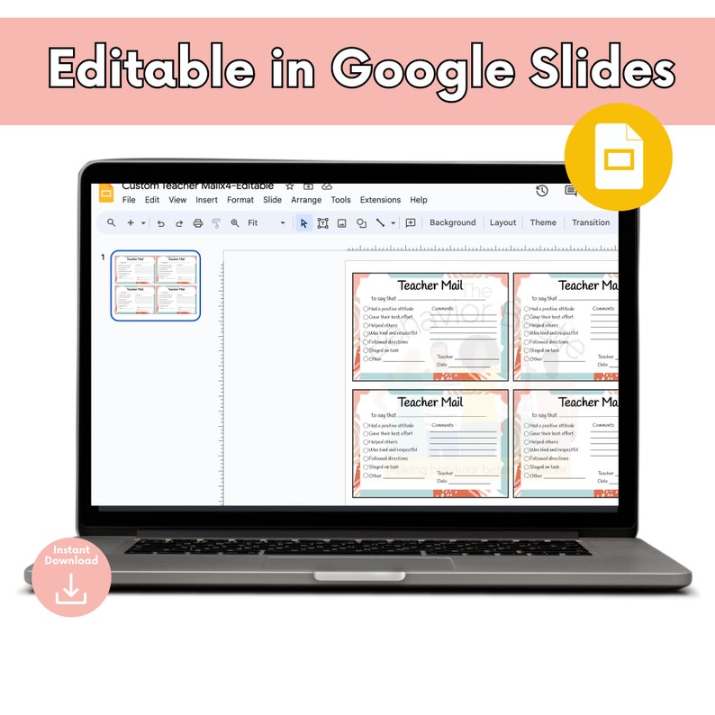 Multiple Printable Teacher Note, PDF Teacher Mail, Positive Note Home ...