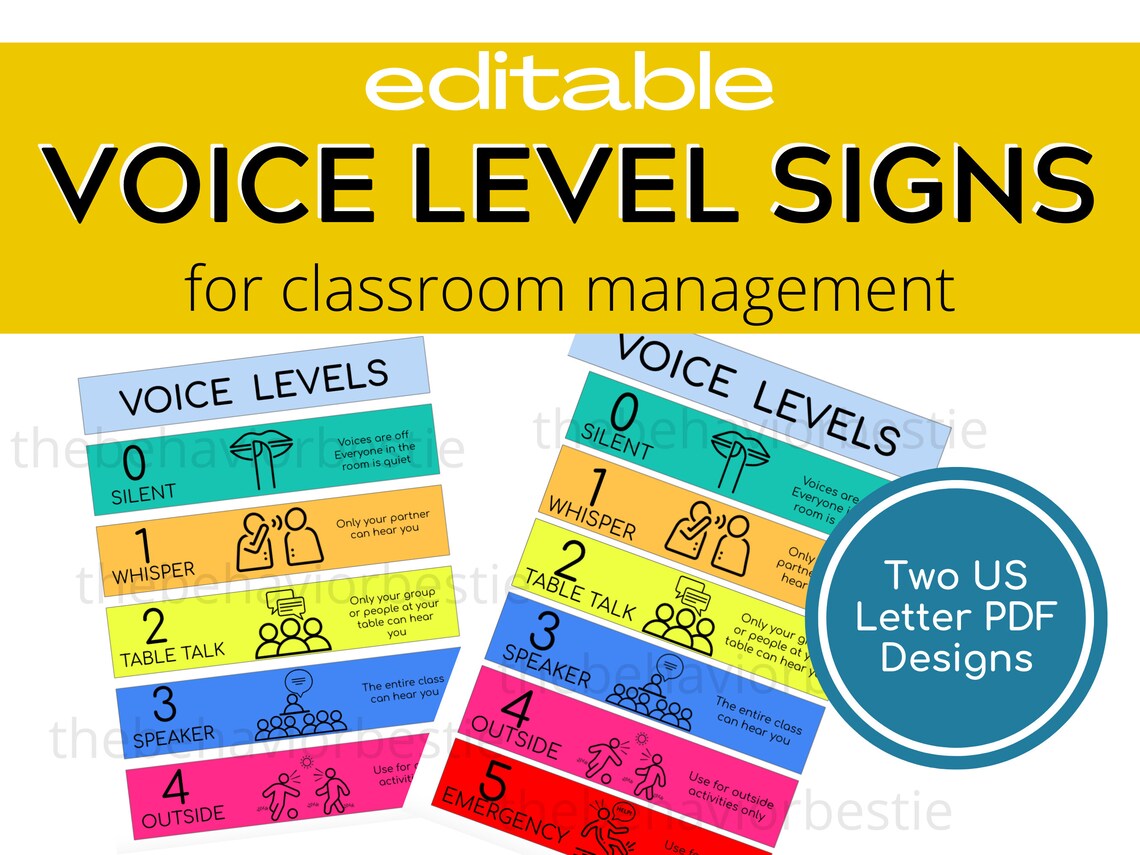 Editable Voice Level Signs for Classroom | Classroom Voice Levels ...