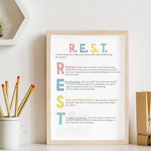 REST Technique Print: Calming DBT Skill, Counselor Decor (digital ...
