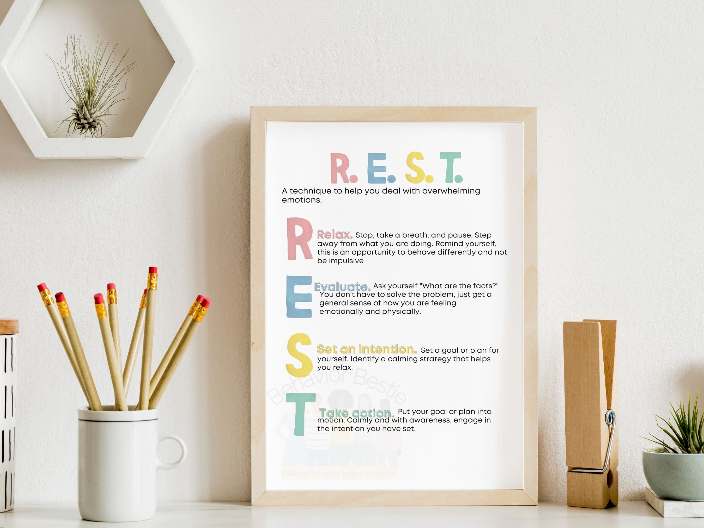 REST Technique Print: Calming DBT Skill, Counselor Decor (digital ...