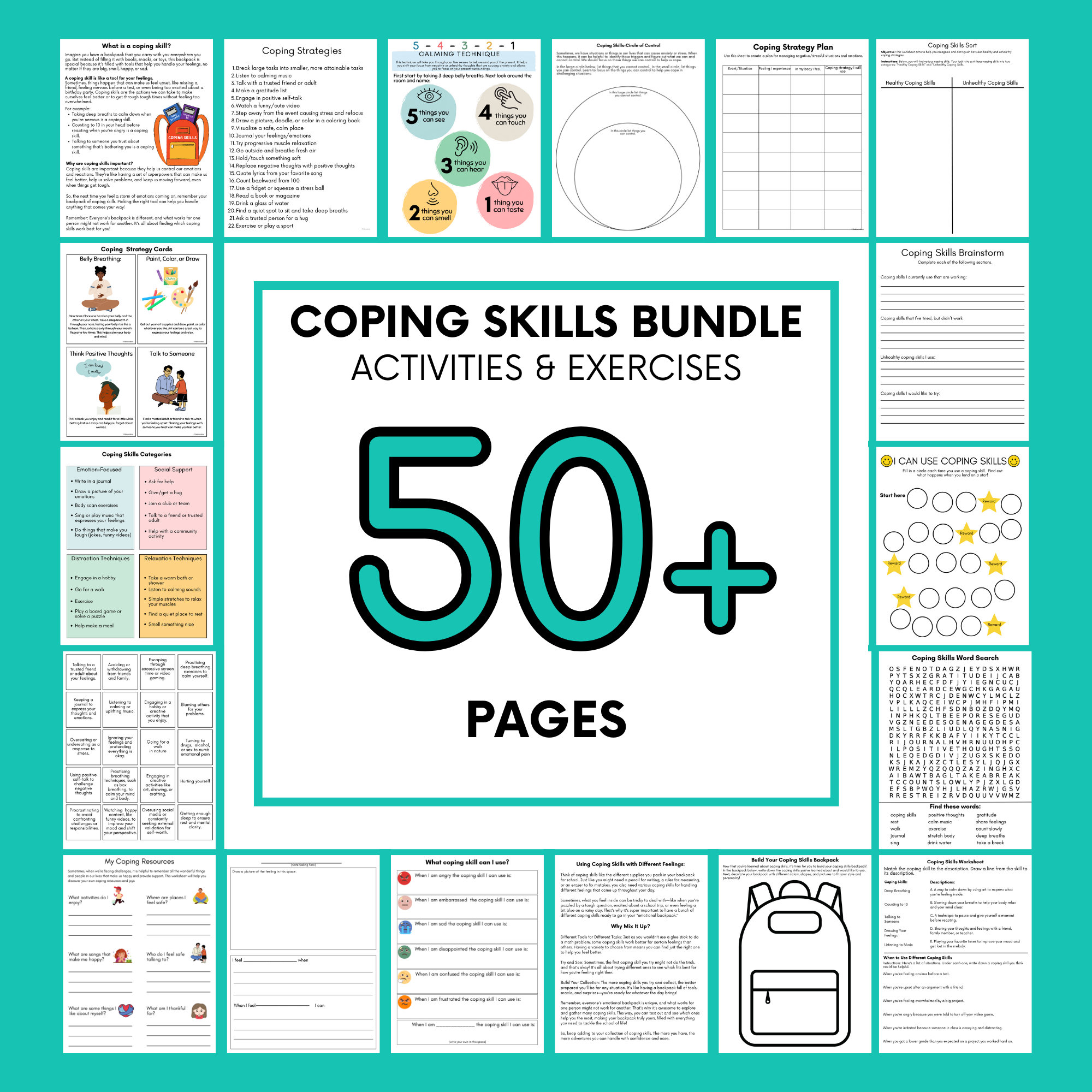 Coping Skills Activity Bundle for Elementary Kids Instant Digital PDF ...