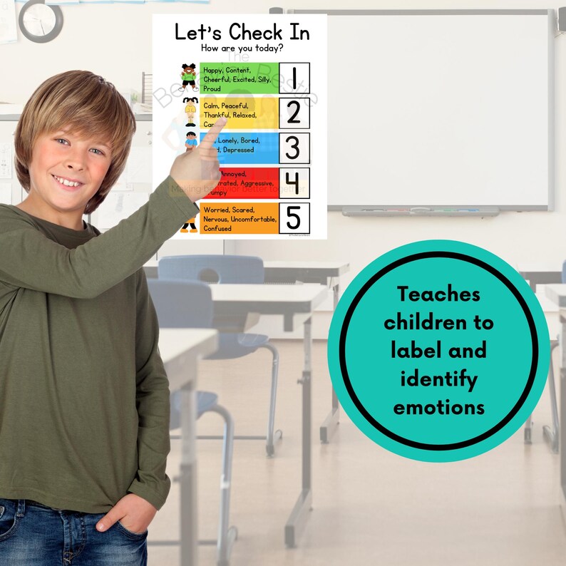Kids' Daily Emotions Check-in Chart: Classroom & Therapy (digital ...