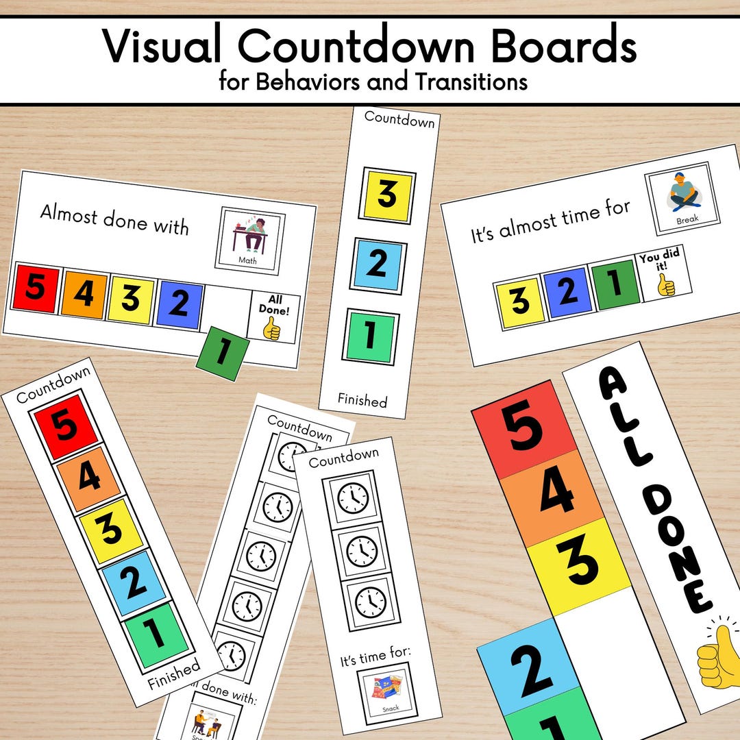 Visual Countdown Boards | Visual Supports for Transitions, Waiting, and ...