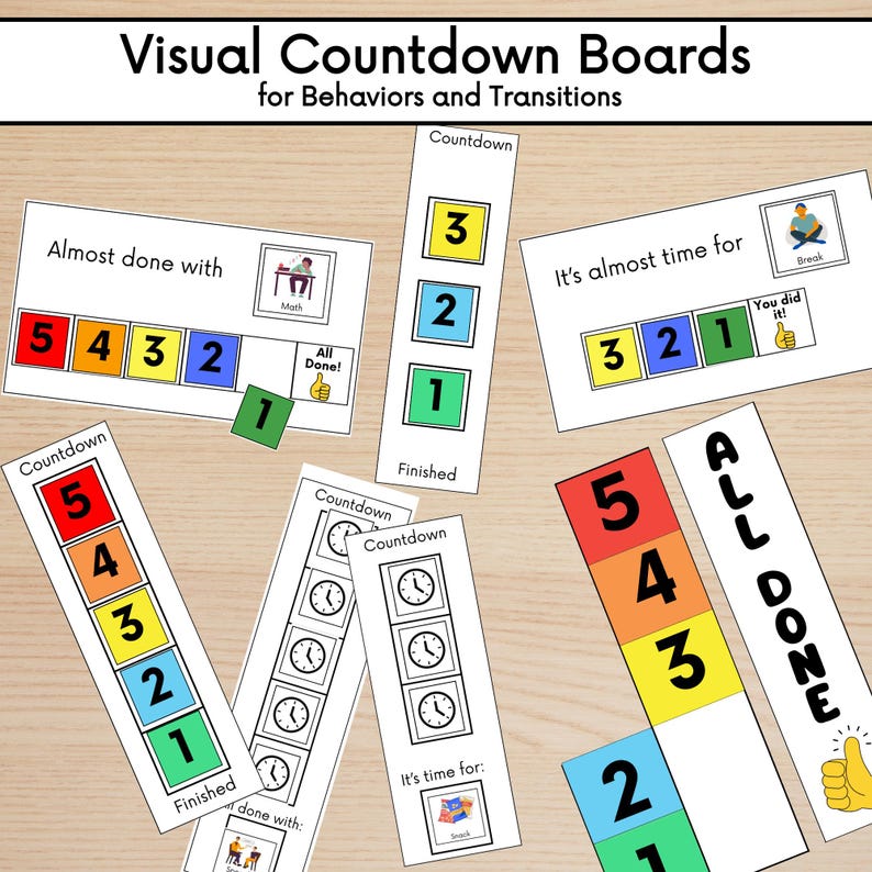 Visual Countdown Boards | Visual Supports for Transitions, Waiting, and ...
