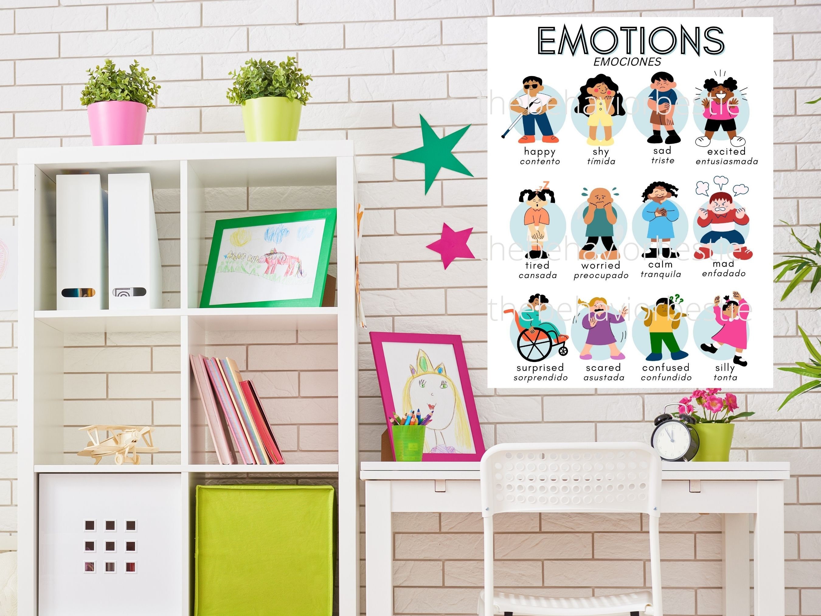 Bilingual SPANISH-ENGLISH Emotions Poster Digital Feelings Chart ...