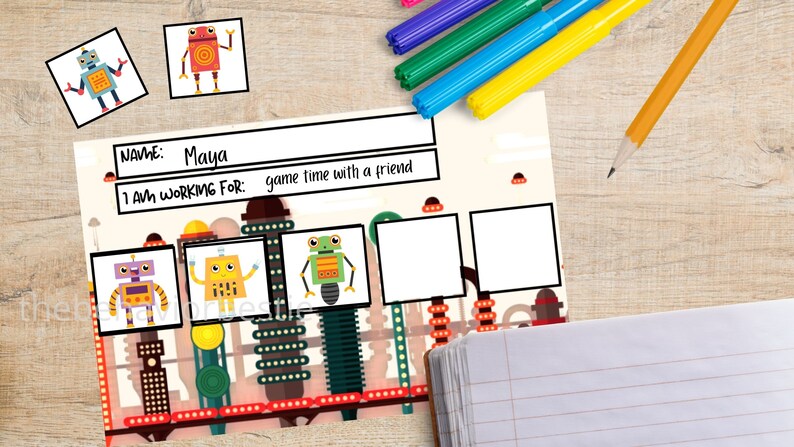 Cute Robots Token Board/digital Reward Chart/instant Download - Etsy