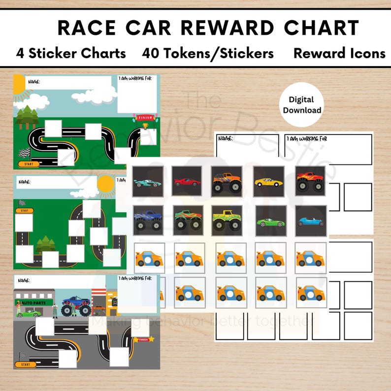 Racecar Token Board: Kids Reward Chart (digital Download) - Etsy