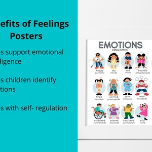Bilingual SPANISH-ENGLISH Emotions Poster | Digital Feelings Chart ...
