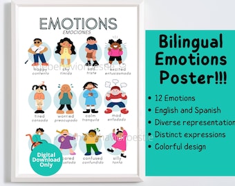 Feelings Poster Bilingual - Etsy