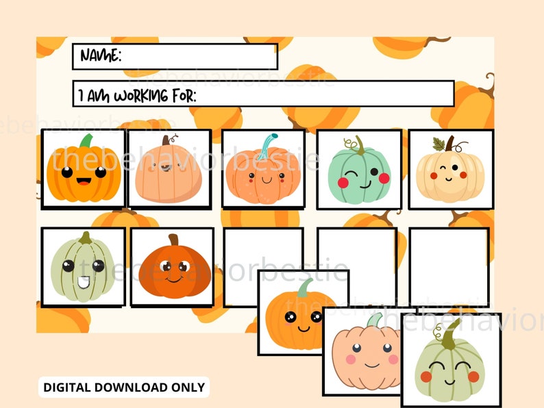 Pumpkin Token Board | Digital Reward Chart | Fall Themed Token Board ...