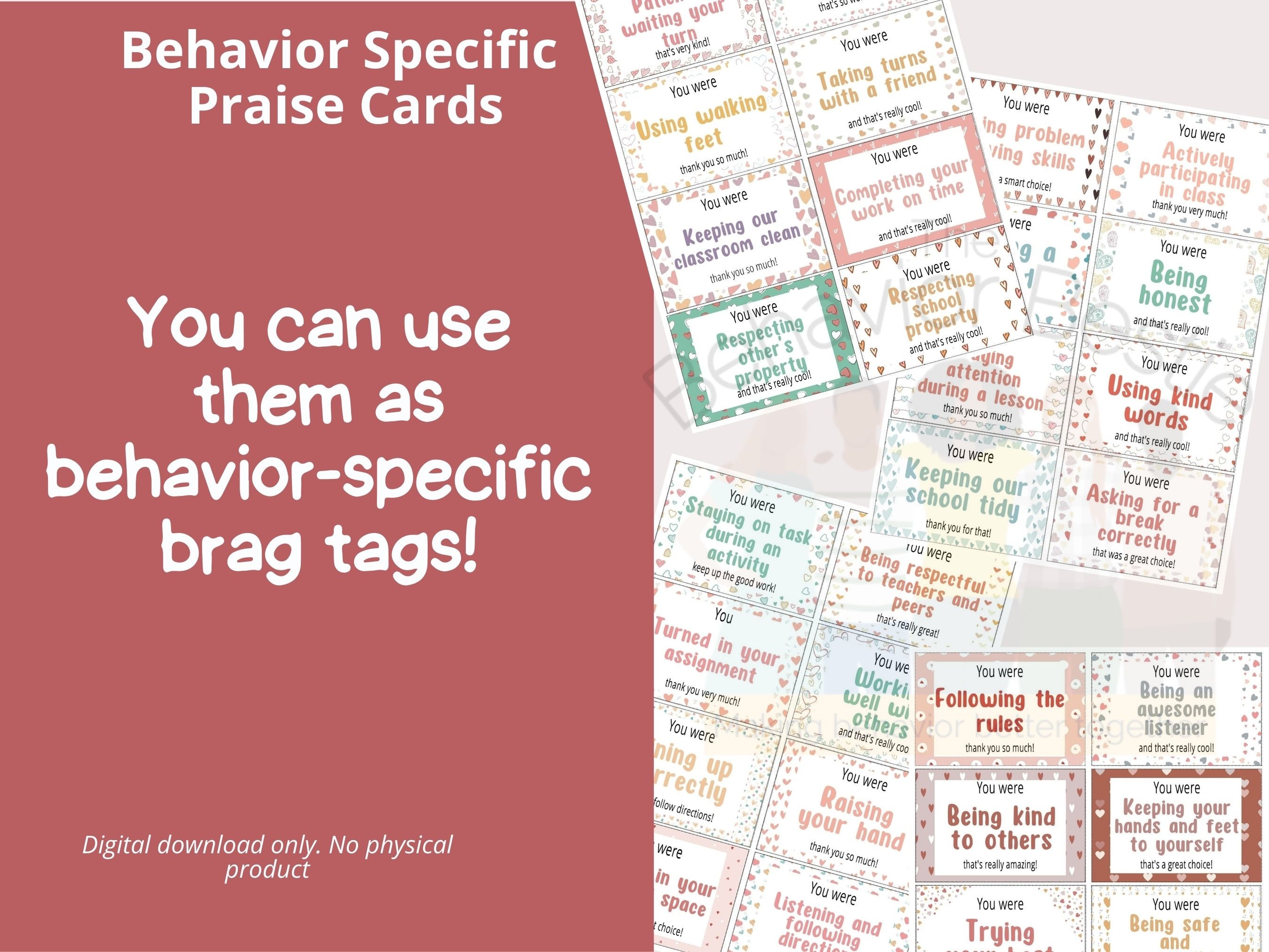 Student Praise Cards Behavior Specific Praise Printable - Etsy UK