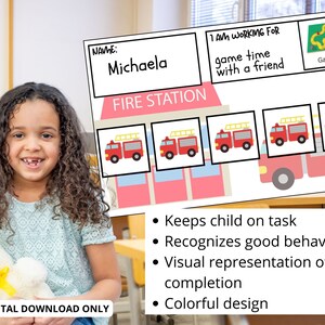 Fire Truck Sticker Chart | Fire Truck Token Board Behavior Management ...