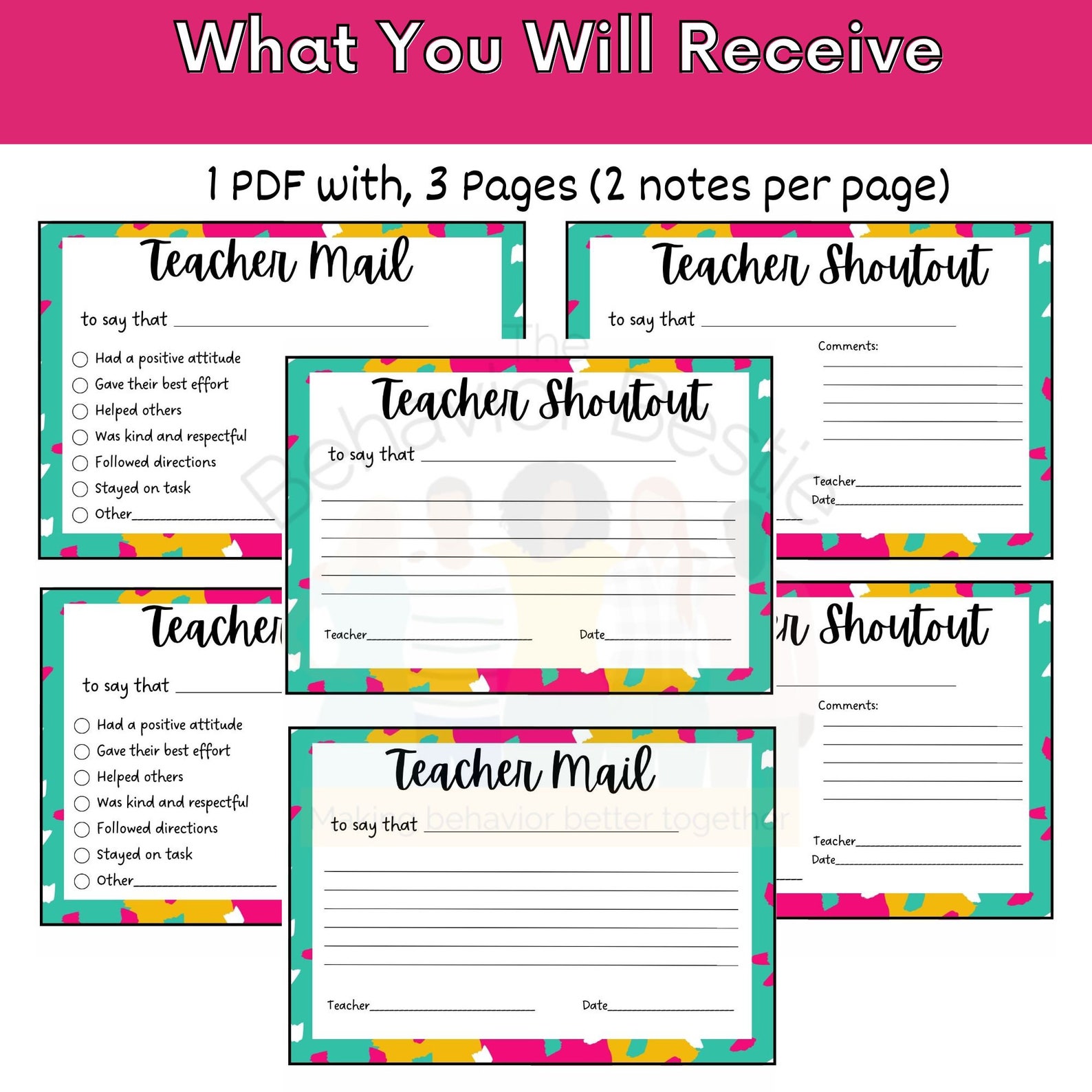 Digital Teacher Note for Students, Teacher Mail, Positive Note Home ...