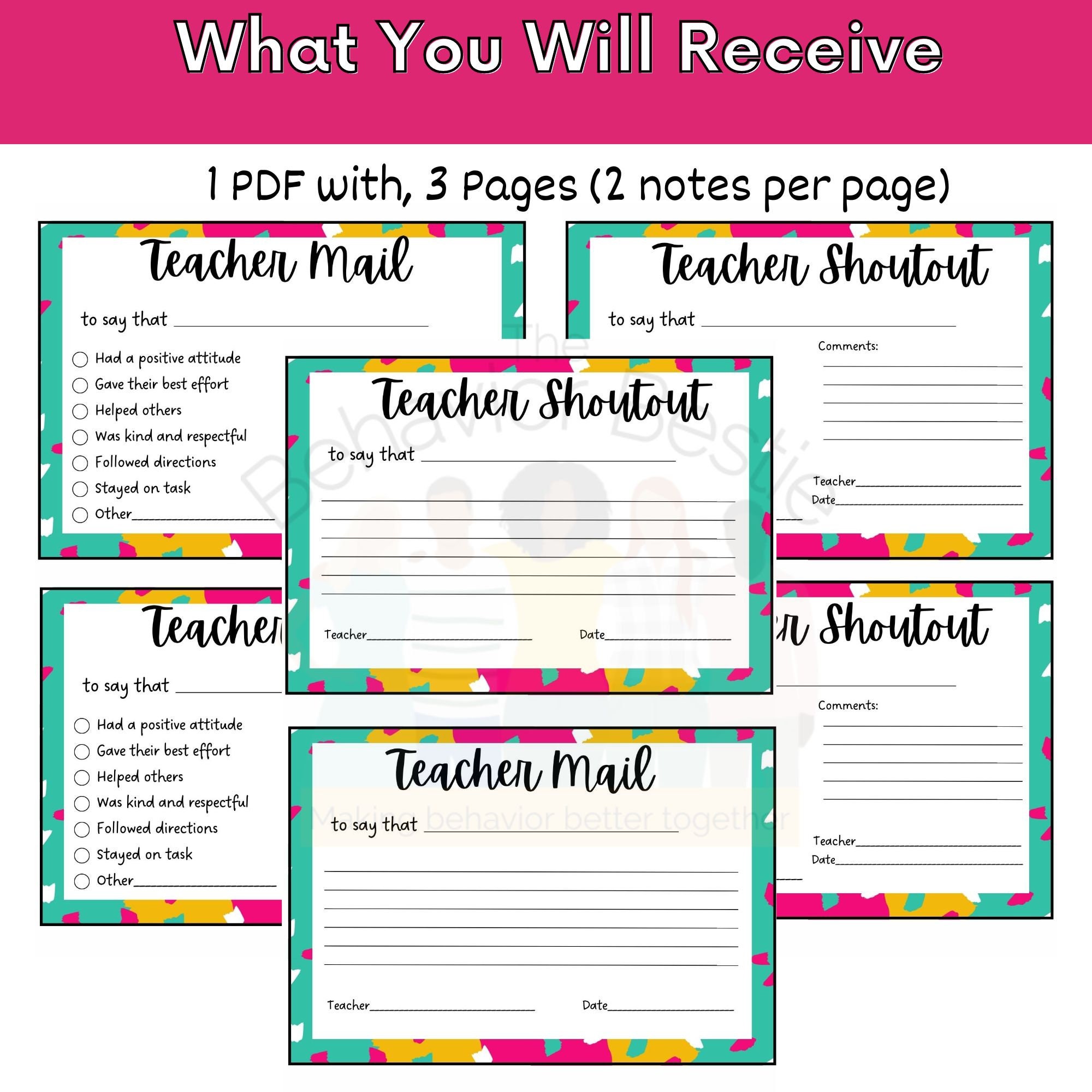 Digital Teacher Note for Students, Teacher Mail, Positive Note Home ...