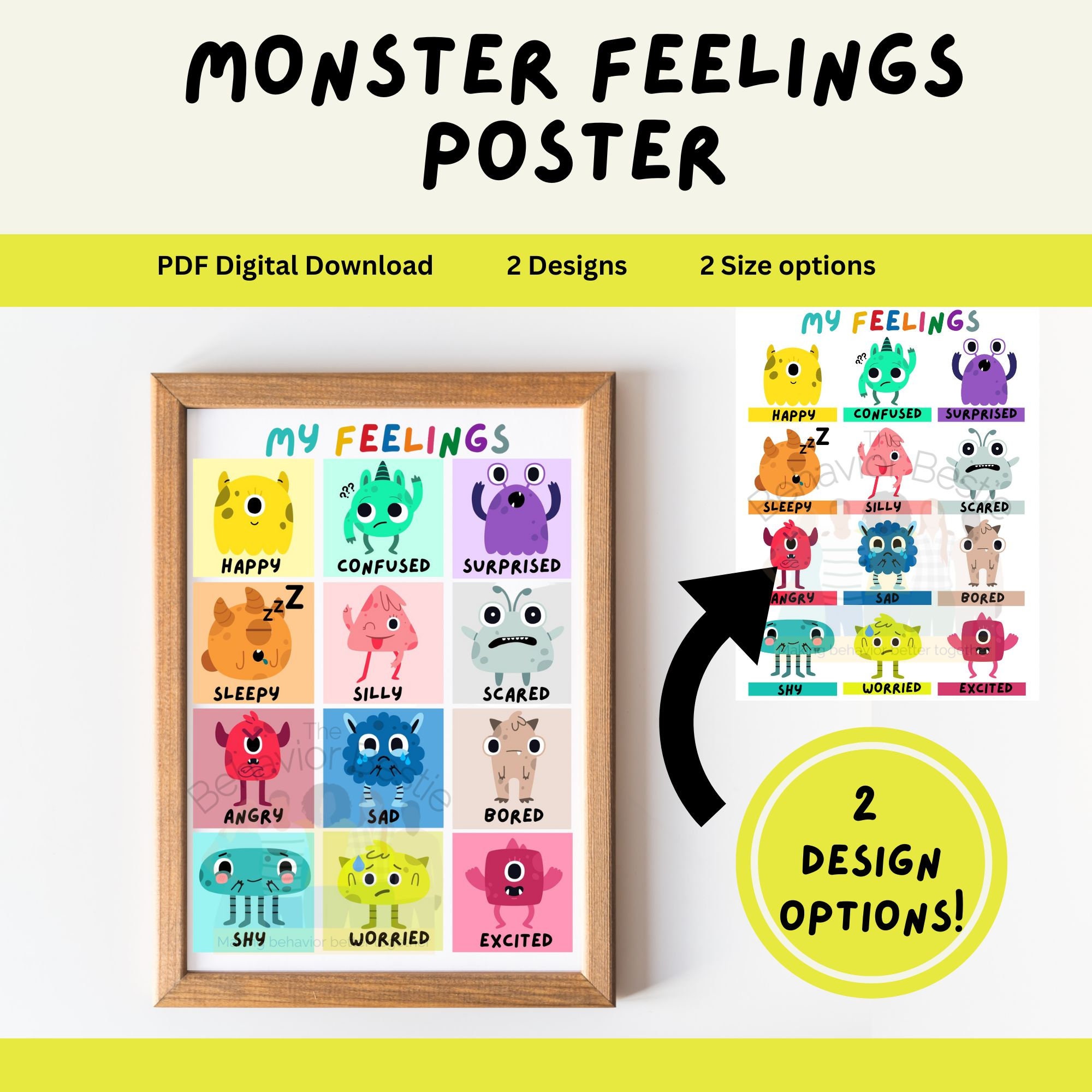 Cute Monster Feelings Chart | Printable Emotions Chart | Cute Monster ...