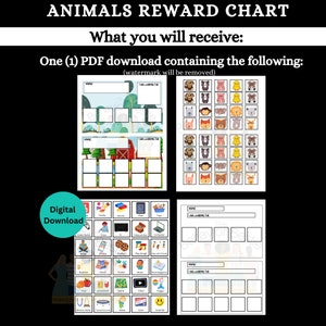 Reward Chart Animal Theme, Kids Behavior Chart, Token Boards for Kids ...