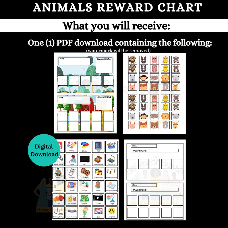 Reward Chart Animal Theme, Kids Behavior Chart, Token Boards for Kids ...