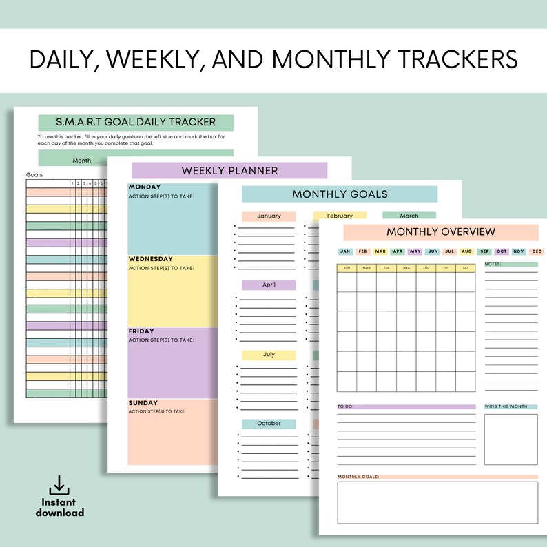 SMART Goal Planner Bundle: 40+ Page Printable Templates (PDF) - Etsy