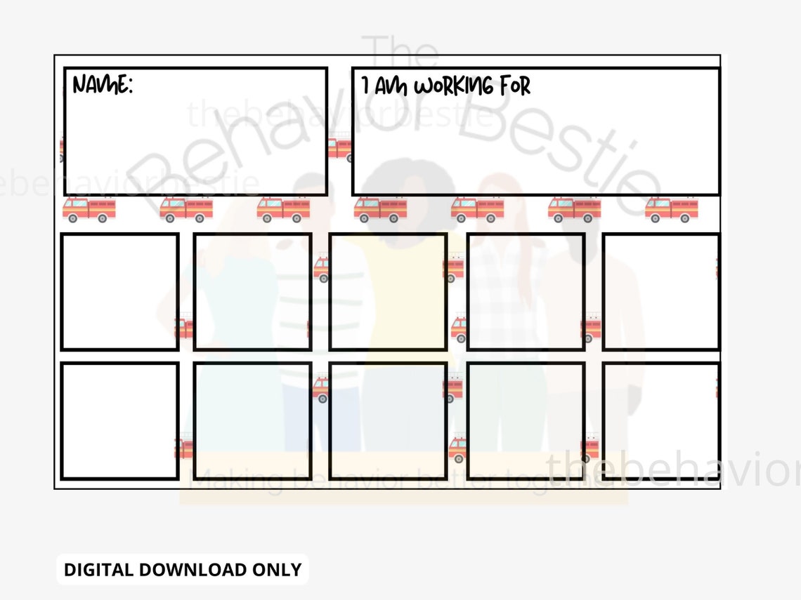Fire Truck Sticker Chart Fire Truck Token Board Behavior Management ...