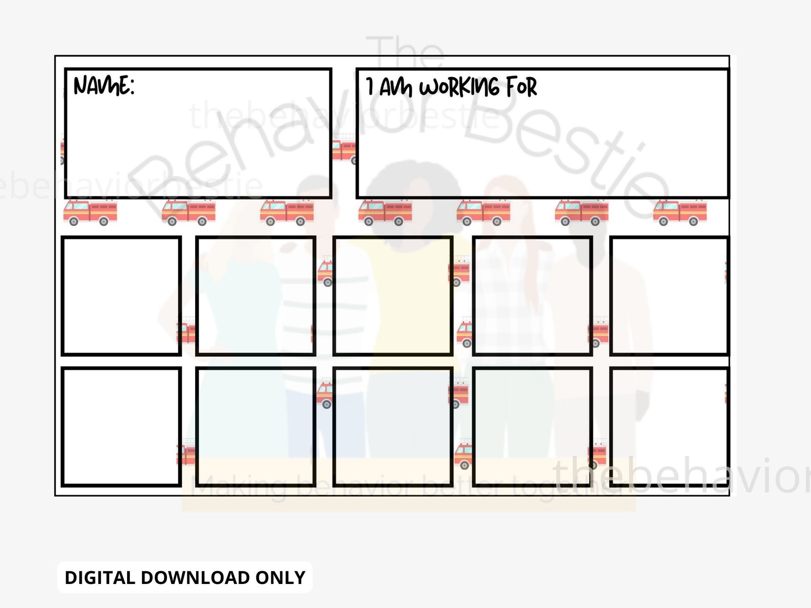 Fire Truck Sticker Chart Fire Truck Token Board Behavior Management ...