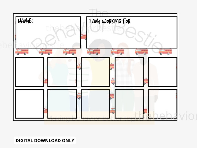 Fire Truck Sticker Chart Fire Truck Token Board Behavior Management ...