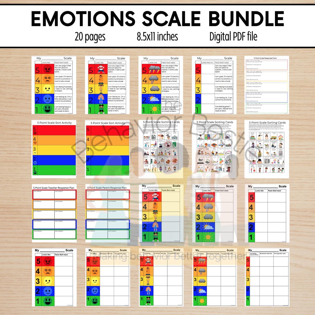 Emotions 5-point Scale Bundle: Autism, ADHD, Self-regulation (digital ...