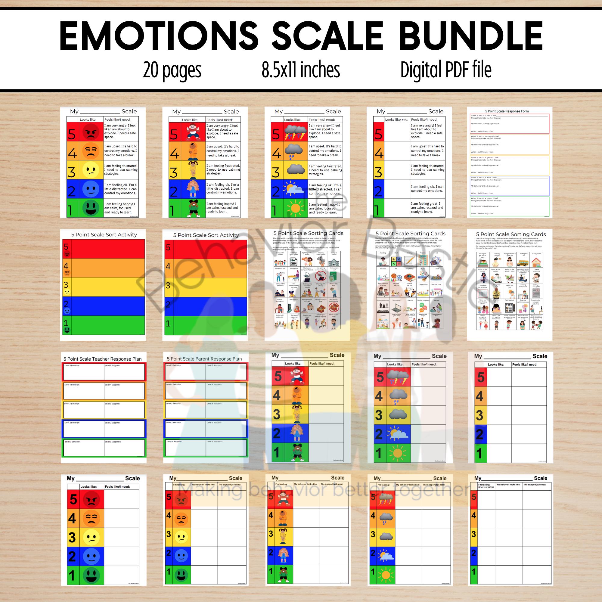 Emotions 5-point Scale Bundle: Autism, ADHD, Self-regulation (digital ...
