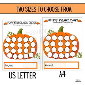 Pumpkin Reward Chart, Potty Training Chart, Reward Behavior Chart for ...