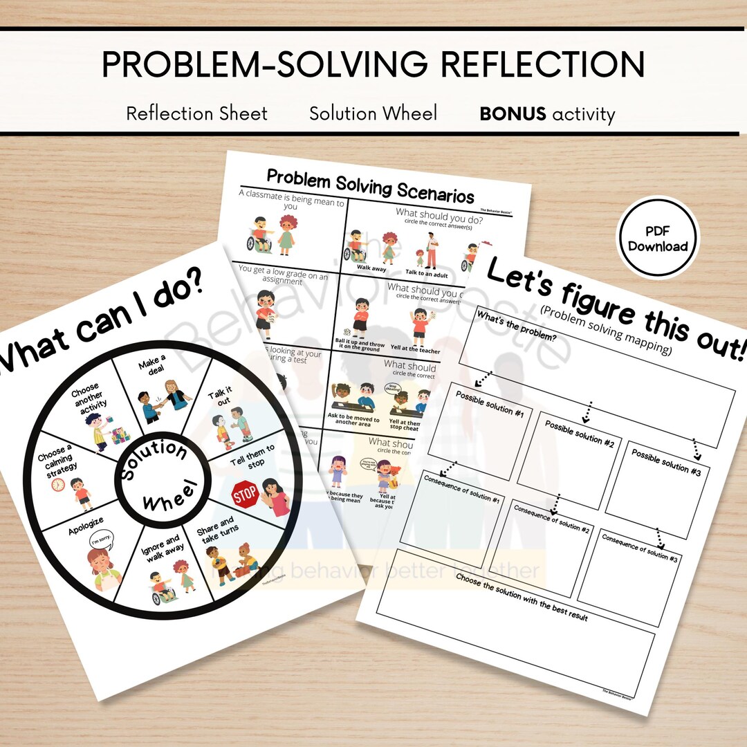 Problem Solving Reflection Sheet: Scenarios & Solution Wheel (PDF ...