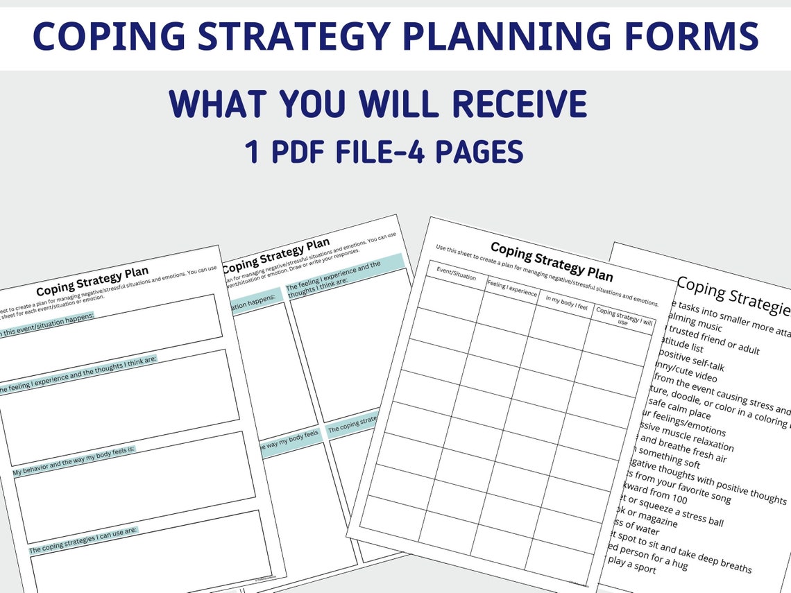 Coping Skills Worksheet: Strategies Planning Form (digital Download) - Etsy