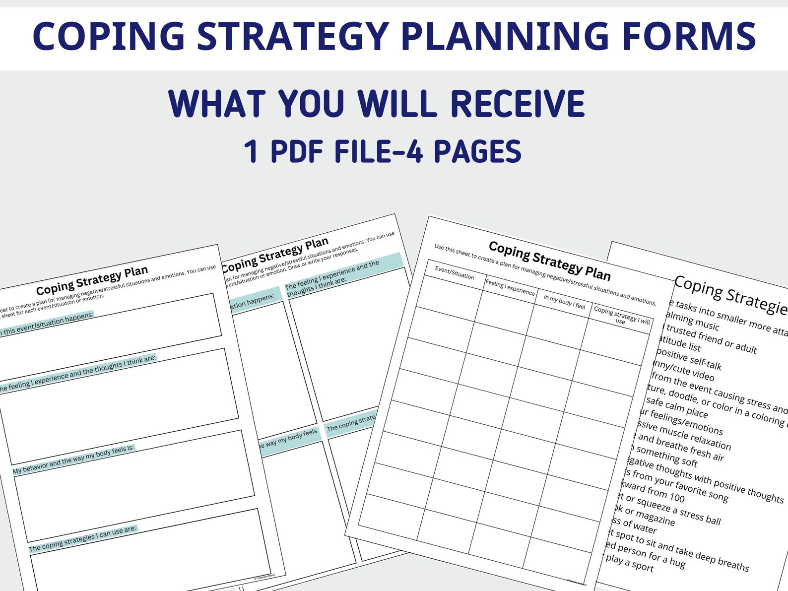 Coping Skills Worksheet: Strategies Planning Form (digital Download) - Etsy